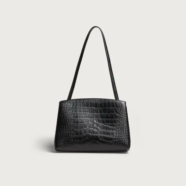 LIFFNER Pushlock Pouch Croc Embossed Shoulder Bag