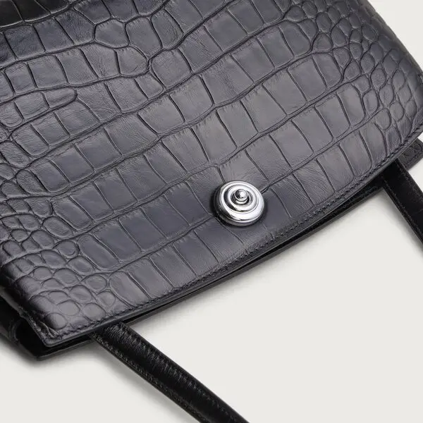 LIFFNER Pushlock Pouch Croc Embossed Shoulder Bag