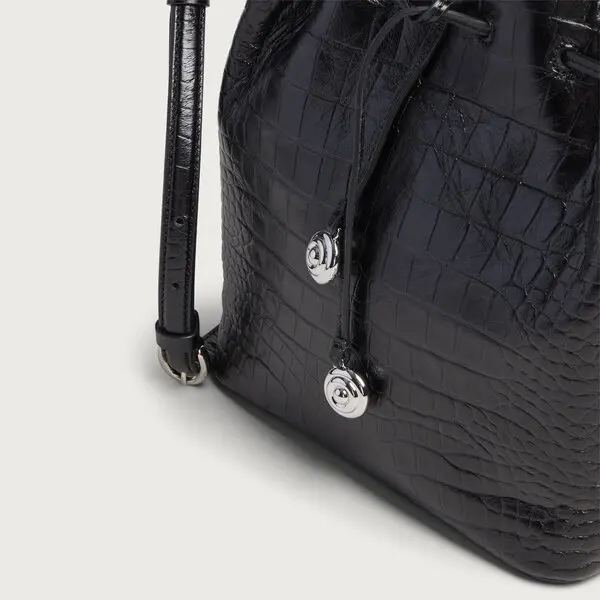 LIFFNER Charm Croc Embossed Bucket Bag