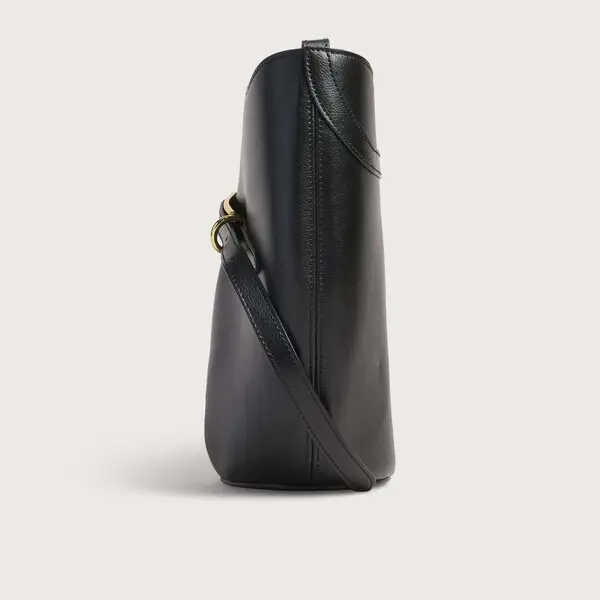 LIFFNER Belted Leather Bucket Bag - Black/gold