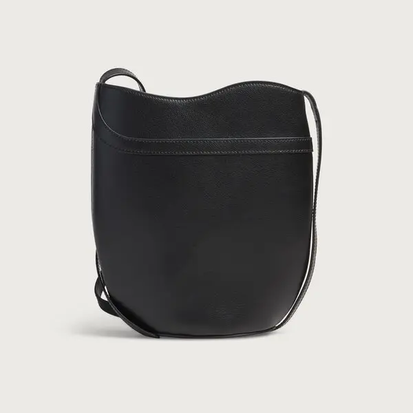 LIFFNER Belted Leather Bucket Bag - Black/gold