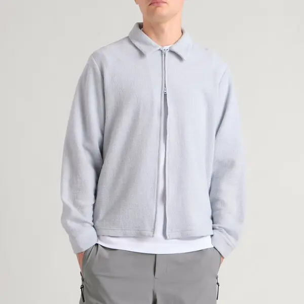 HIKING PATROL Edge Knit Zip Shirt - Lt Grey