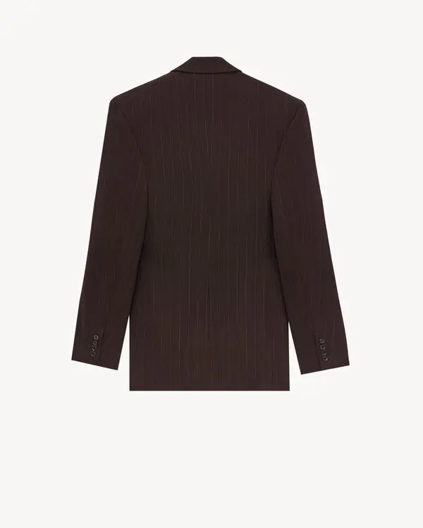Saint Laurent Single-breasted Jacket In Chalk-stripe Wool Mélange
