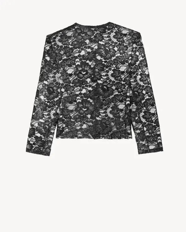 Saint Laurent Short Jacket In Silicone-coated Lace