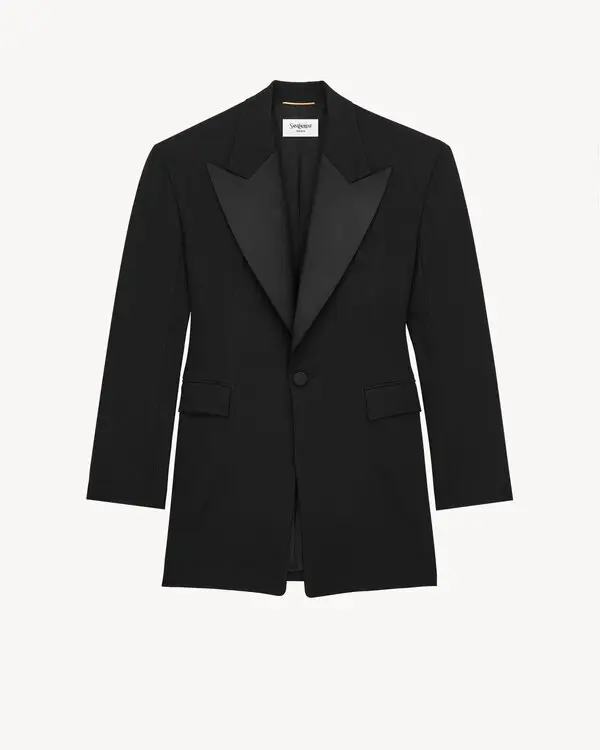 Saint Laurent Single-breasted Tuxedo Jacket In Grain De Poudre