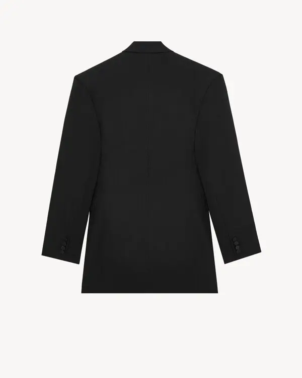 Saint Laurent Single-breasted Tuxedo Jacket In Grain De Poudre