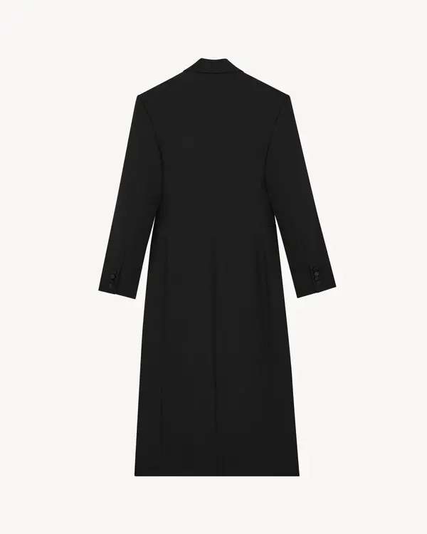 Saint Laurent Long Tuxedo Coat In Grain De Poudre