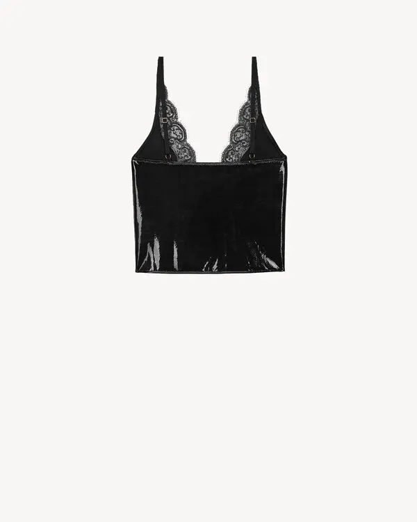 Saint Laurent Laced Tank Top In Silicone-coated Silk Jersey