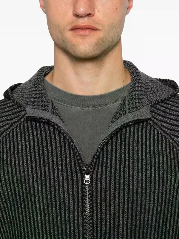 Stone Island Ribbed-knit Zip-up Cardigan