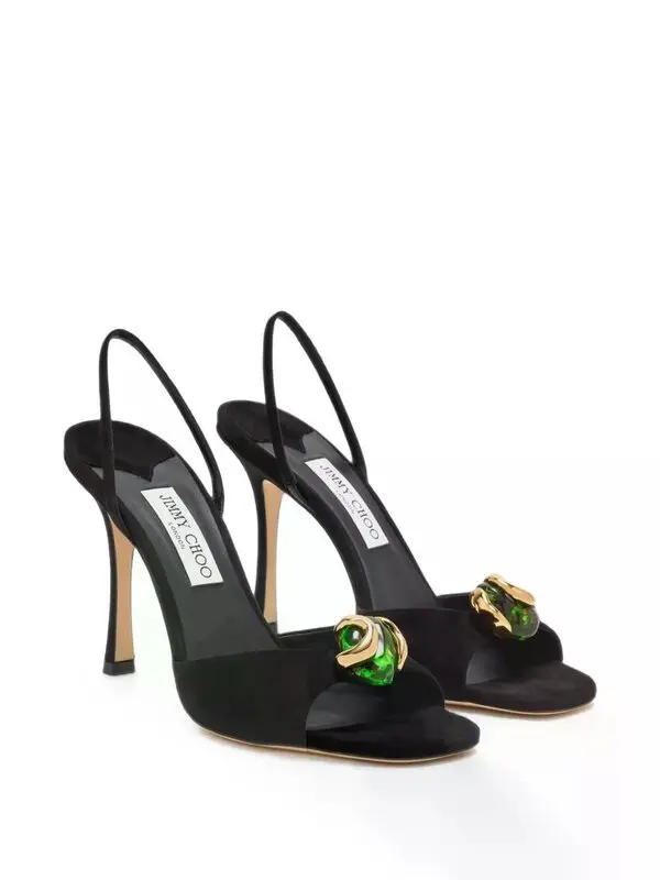 JIMMY CHOO Emani Suede Slingback Sandals - Black