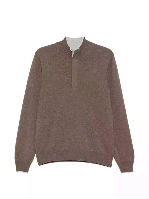 VENGERA Quarter-zip Knitted Sweater - Brown