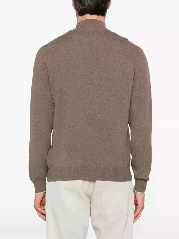 VENGERA Quarter-zip Knitted Sweater - Brown