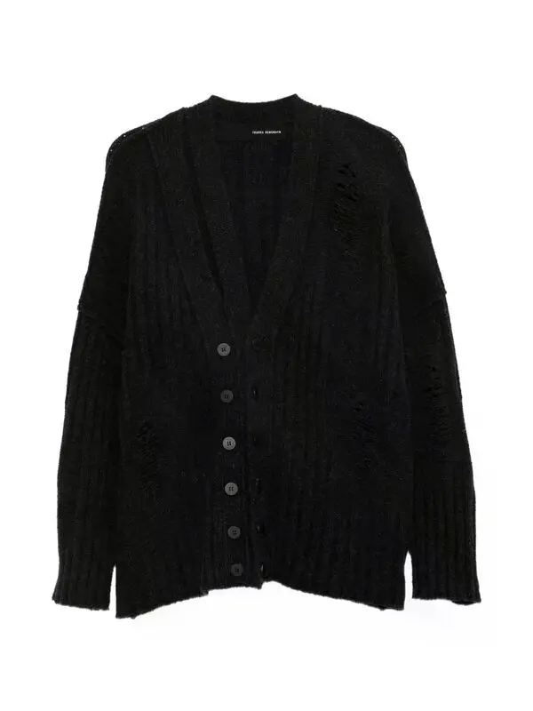 Isabel Benenato Distressed Double-breasted Cardigan
