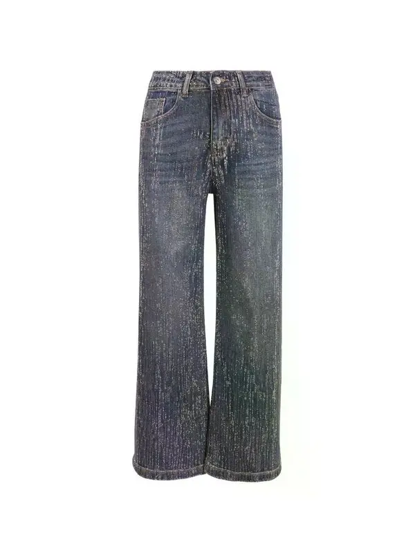 JOVONNA Rhinestone-embellished Wide-leg Jeans