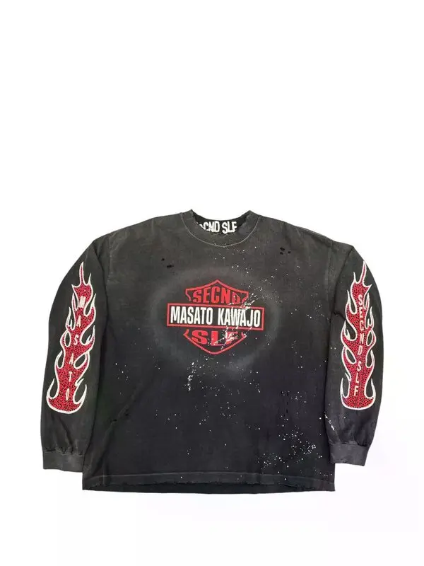 SECND SLF X Masato Kawajo Distressed Long-sleeved T-shirt