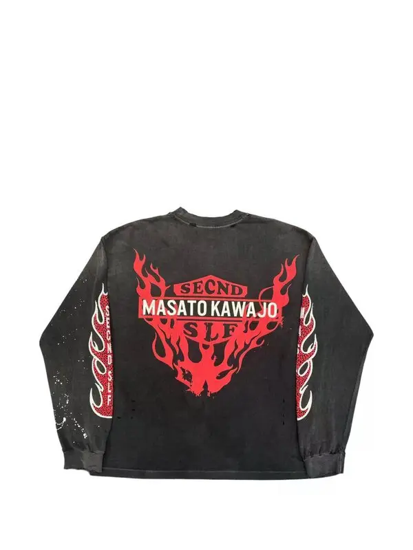 SECND SLF X Masato Kawajo Distressed Long-sleeved T-shirt
