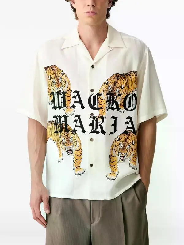 WACKO MARIA Tiger-print Logo-print Shirt