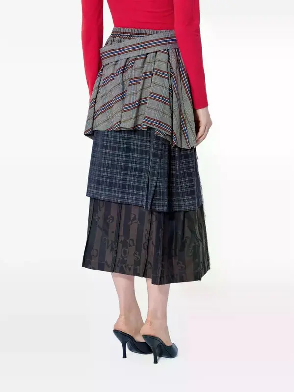 VIVIENNE WESTWOOD Plaid Layered Asymmetrical Skirt