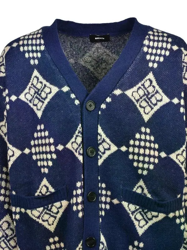 BREATH Diamond-knit Cardigan - Blue