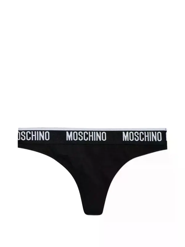 Moschino Logo-waistband Thongs - Black