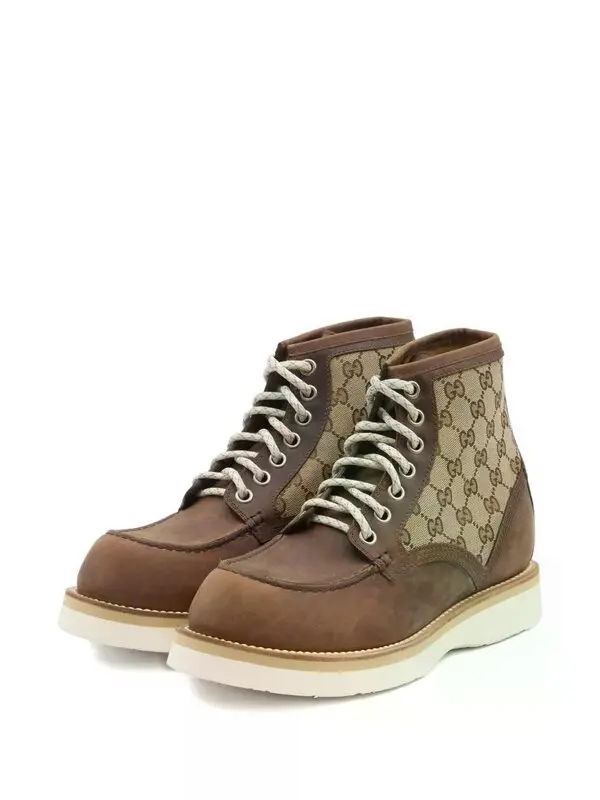 Gucci Gg Monogram Lace-up Boots
