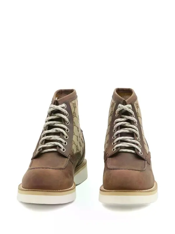 Gucci Gg Monogram Lace-up Boots