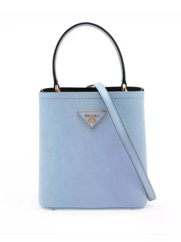 Prada 2019-2026 Saffiano Cuir Panier Bucket Bag - Blue