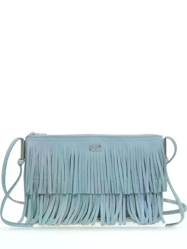 Bimba Y Lola Small Sky- Leather Fringed Clutch Bag - Blue