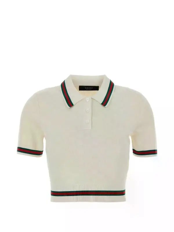 Gucci Web-stripe Cropped Polo Shirt