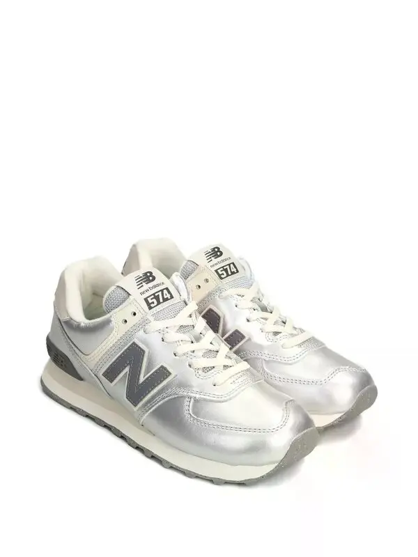 NEW BALANCE 574 Lace-up Leather Sneakers - Silver