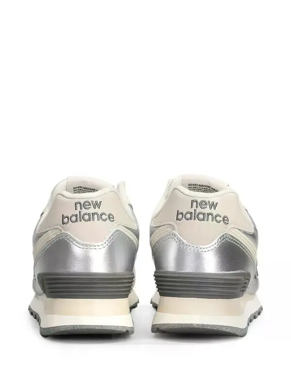 NEW BALANCE 574 Lace-up Leather Sneakers - Silver