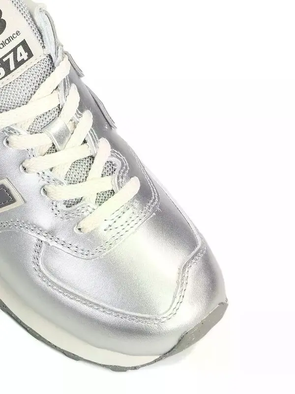 NEW BALANCE 574 Lace-up Leather Sneakers - Silver