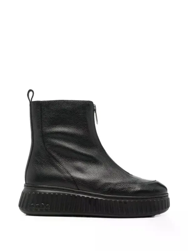 WONDERS Front-zip Grained-leather Boots