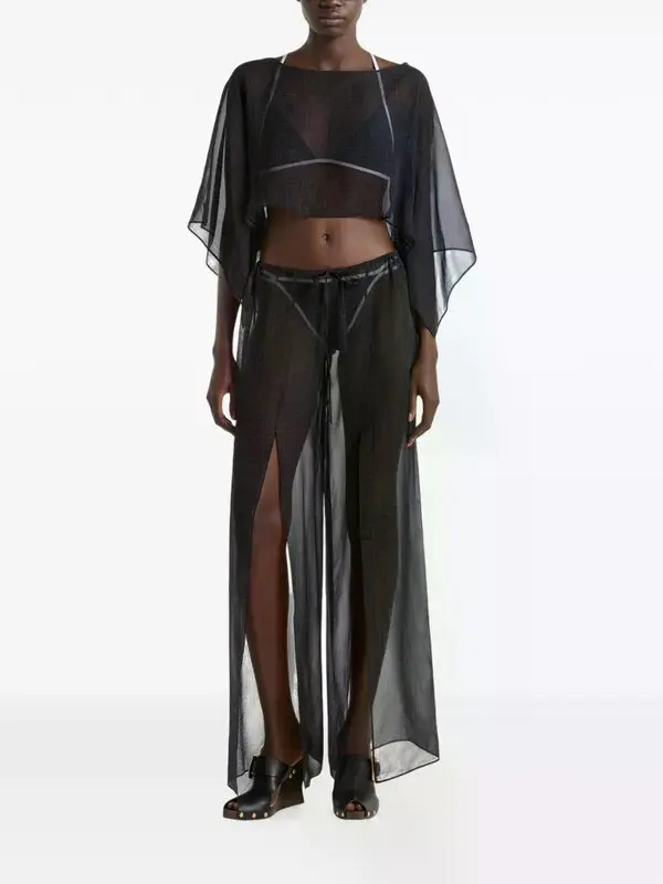 Balmain Monogram Beach Top In Chiffon - Black