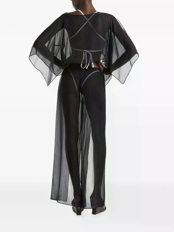 Balmain Monogram Beach Top In Chiffon - Black
