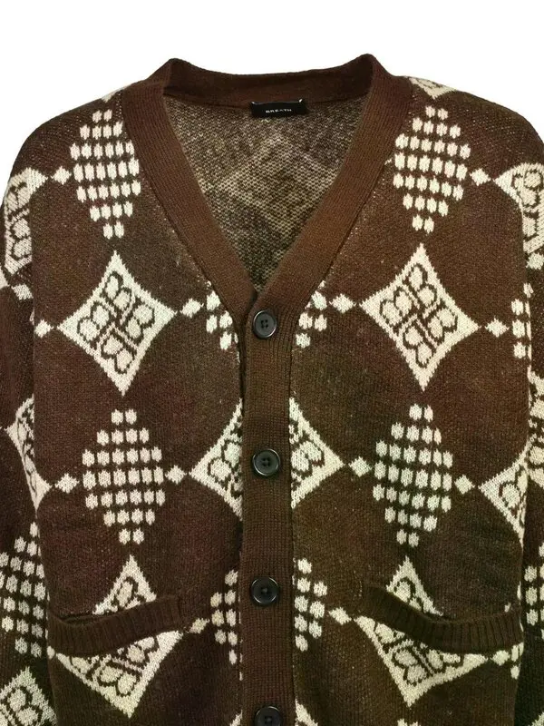 BREATH Diamond-knit Cardigan - Brown