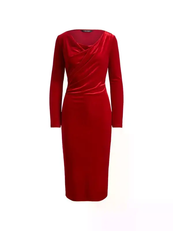 Ralph Lauren Midi Draped Velvet Dress