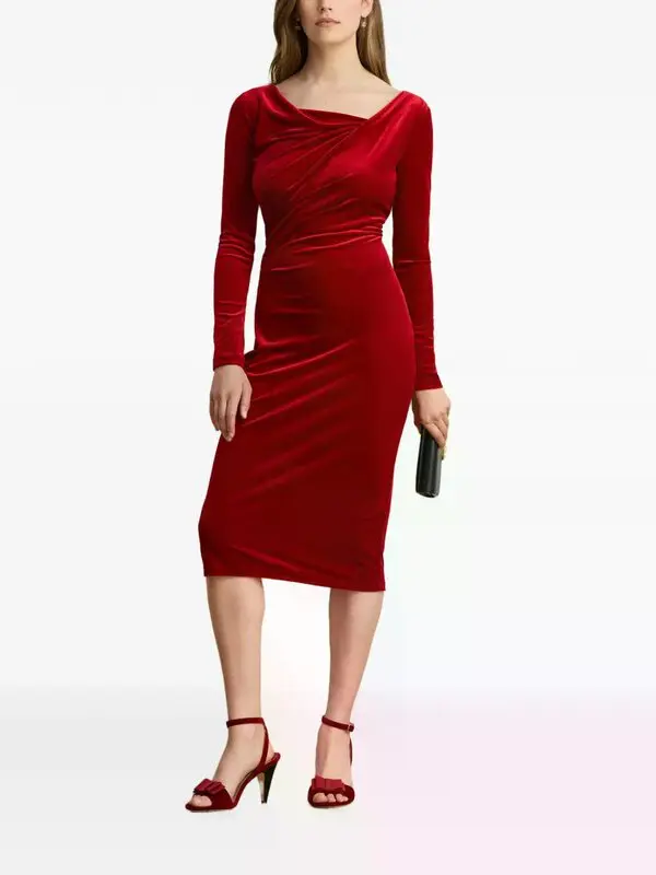 Ralph Lauren Midi Draped Velvet Dress