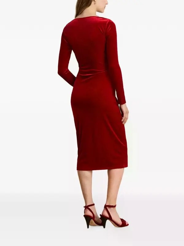 Ralph Lauren Midi Draped Velvet Dress