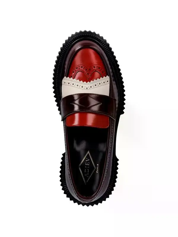 ADIEU PARIS Brogue-detail Leather Loafers