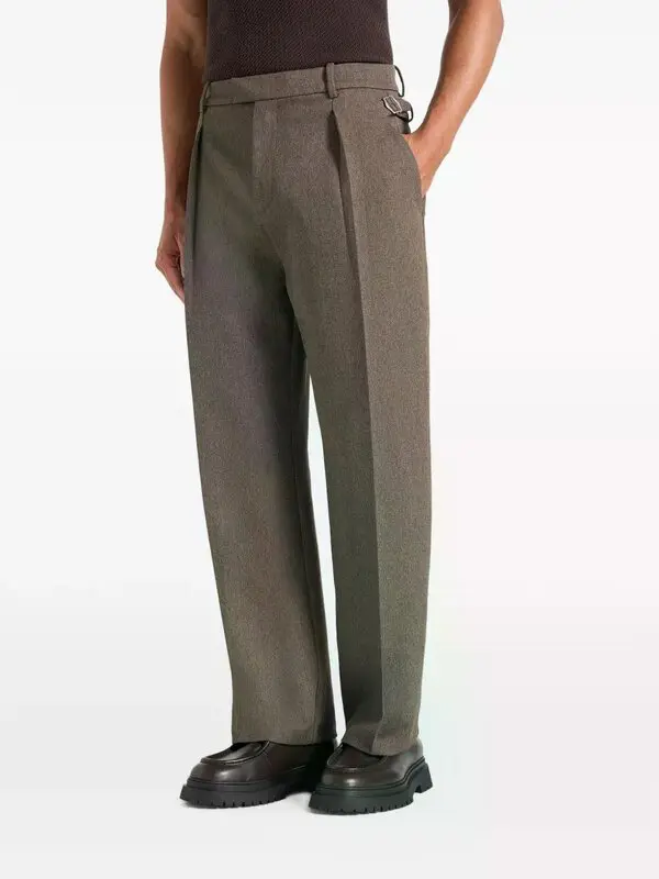 Manière De Voir Dorian Relaxed Fit Pleated Textured Tailored Trousers - Brown