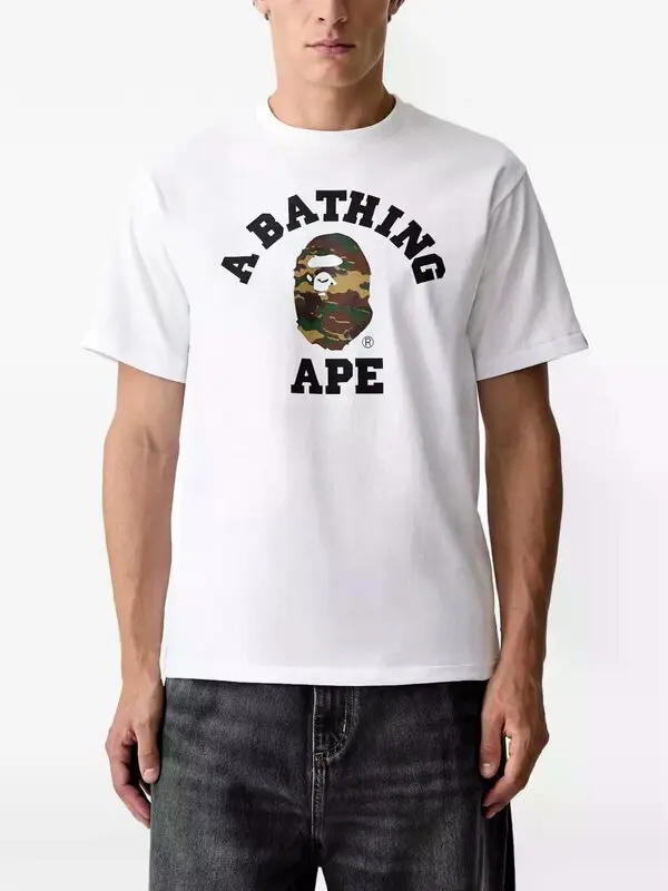A BATHING APE Glitch Woodland College Camouflage-print T-shirt - White