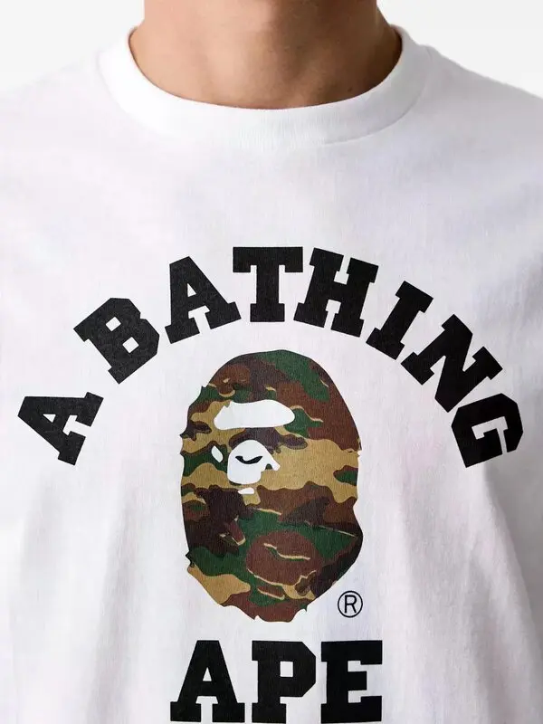 A BATHING APE Glitch Woodland College Camouflage-print T-shirt - White