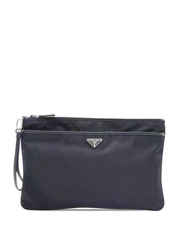 Prada 2013-2026 Saffiano Trimmed Tessuto Clutch Bag