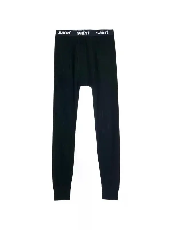 SAINT MXXXXXX Logo-waistband Thermal Trousers - Black