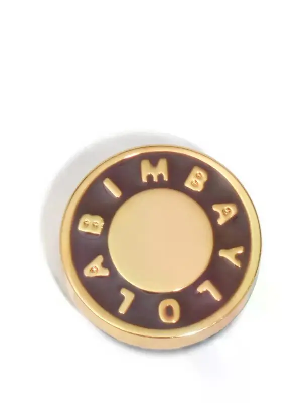 Bimba Y Lola Brown Enamel Logo Earrings