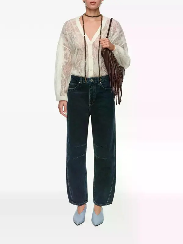 Bimba Y Lola Ivory Mohair Openwork Cardigan