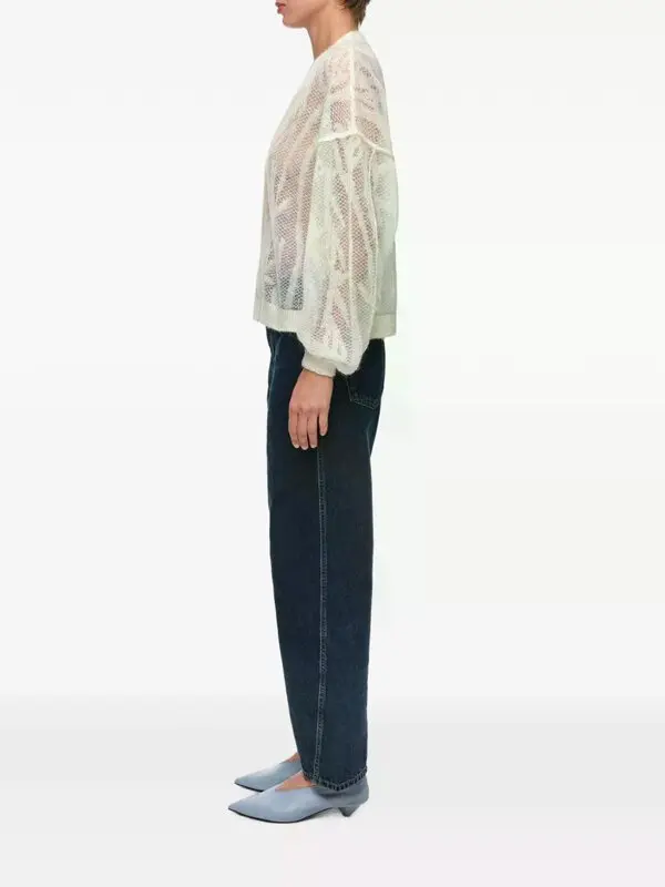 Bimba Y Lola Ivory Mohair Openwork Cardigan