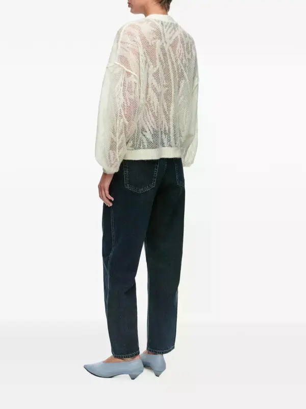 Bimba Y Lola Ivory Mohair Openwork Cardigan