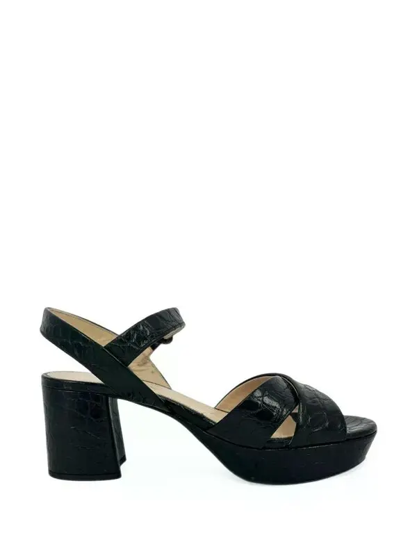 Prada 2020s Croc-embossed Crisscross Sandals